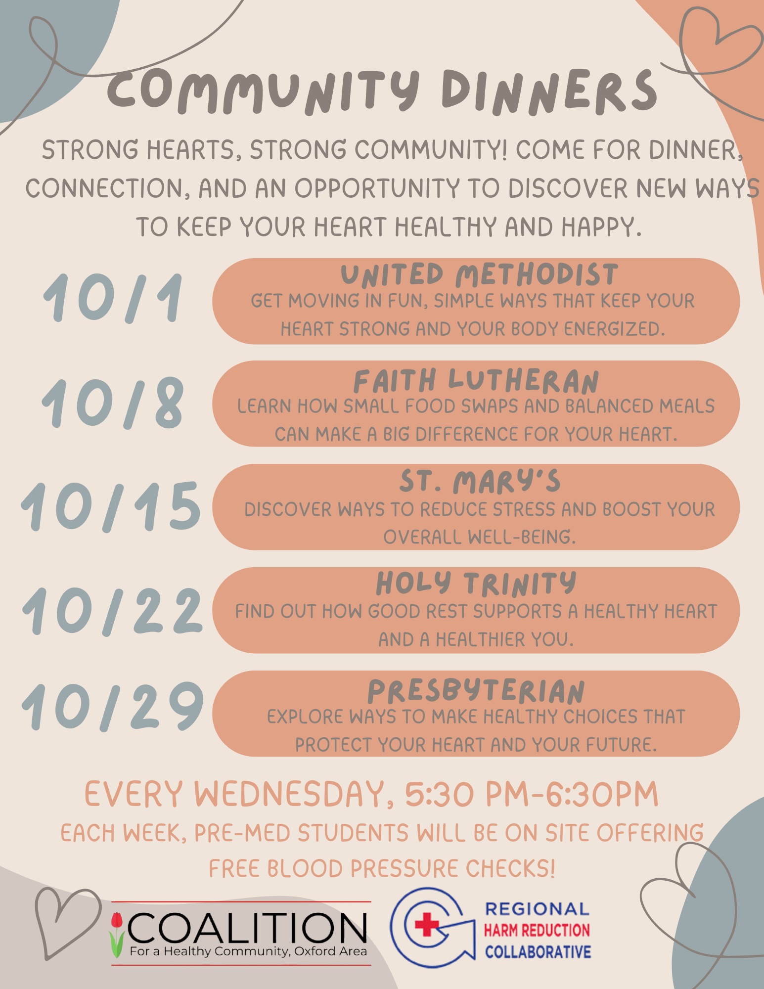 Community Dinners- Holy Trinity - Coalition for a Healthy Community ...